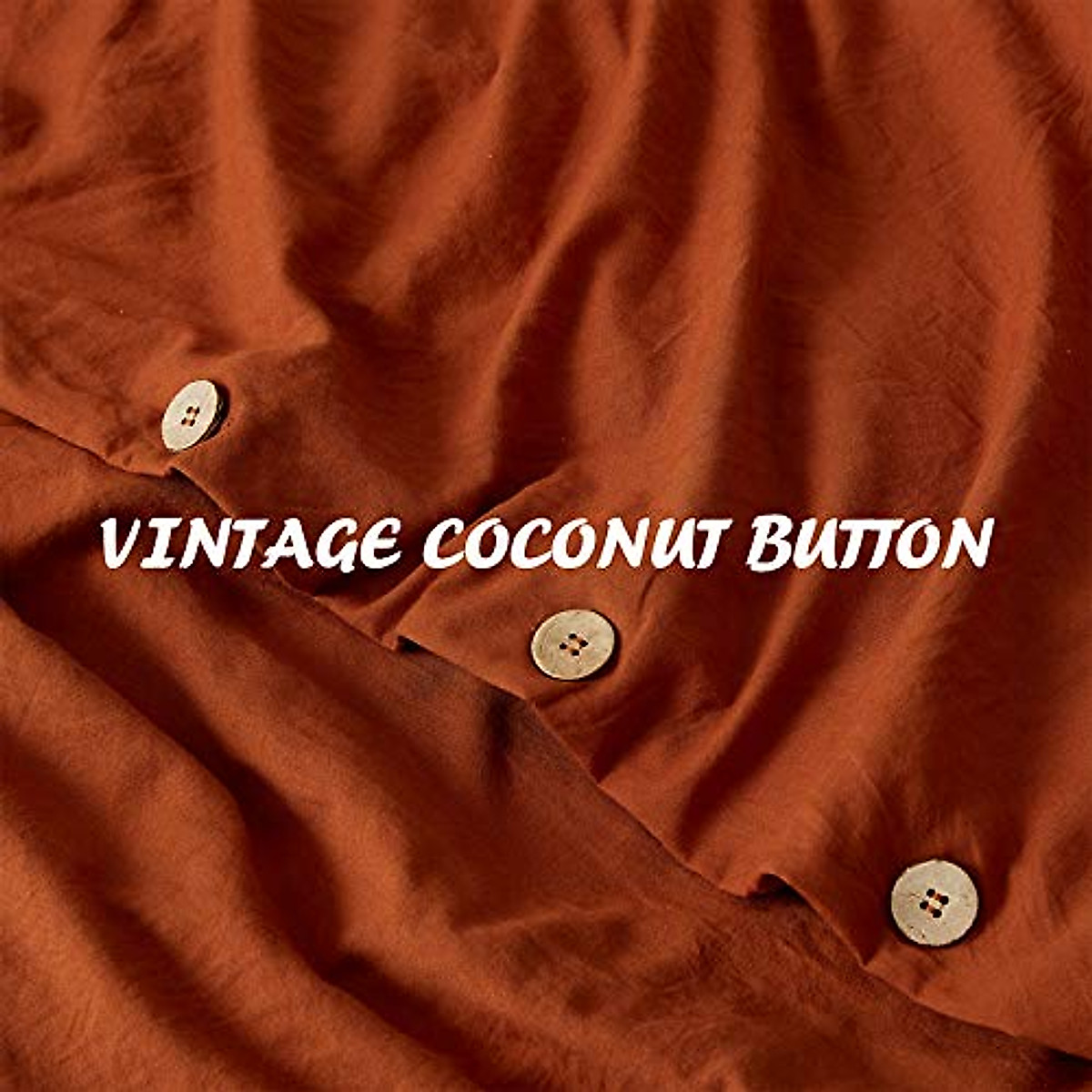 NexHome Burnt Orange Duvet Cover Sets Queen Size 3 Piece Double Brushed Microfiber Queen Duvet Cover with Button Closure & Corner Tie 1 Breathable and Soft Duvet Cover 90x90 inches + 2 Pillow Shams