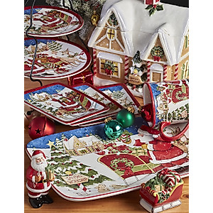 Certified International Santa's Workshop 9" Dessert/Salad Plates, Multicolor, Medium, Set of 4