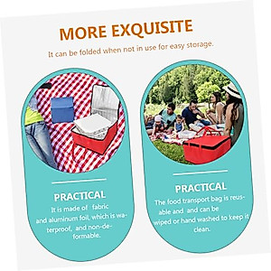 CIYODO Insulation Bags Foldable Lunch Bag Reusable Food Bag Large Insulated Lunch Bag Insulated Shopping Bag Zip Tote Bag Insulated Grocery Bag Window Cooler Bag Non-woven Fabric Red