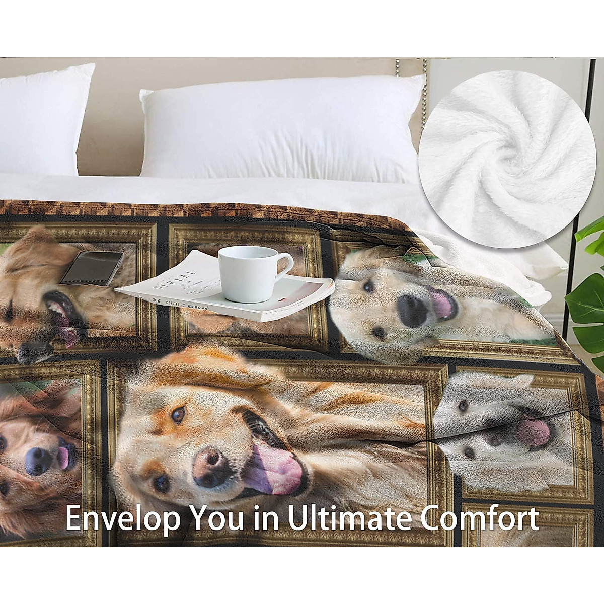 Golden Retriever ​Blanket - Fleece Throw Blanket for Couch Super Soft Cozy Bed Blanket Lightweight Plush Fuzzy lap Blankets and Throws for Sofa, 50 x 60 Inch, Gift for Dog Lover