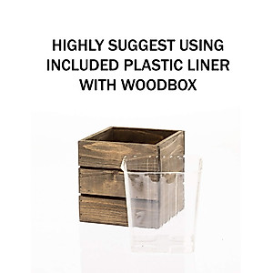 Wood Planter Box with Wine Crate Styled, 5 Inch Square, Rustic Barn Wood, Plastic Liner, Wedding Flowers Holder, Home and Venue Decor, (5x5 Wine Crate Set of 4)