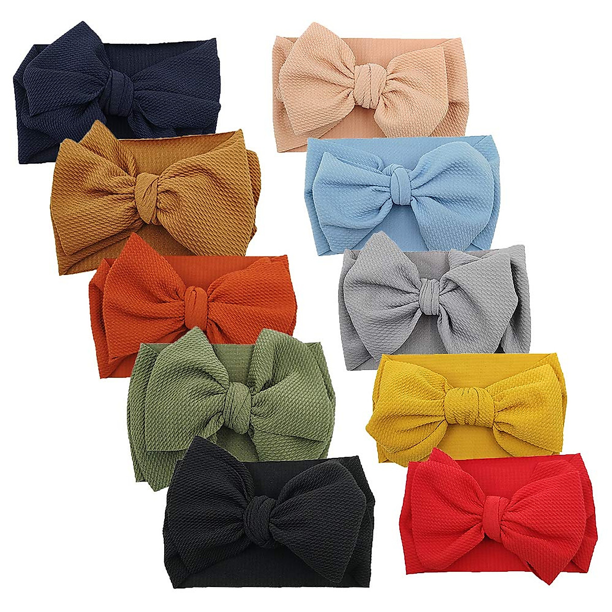 KIDOCHEESE Big Bows Nylon Headbands with Oversized Head Wraps and Hair Accessories for Newborns, Infants, Toddlers, and Girls