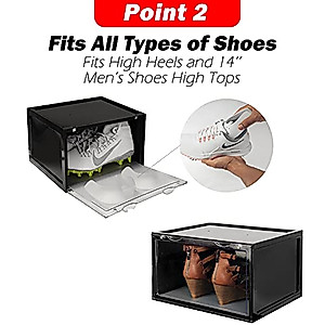 Letusto Premium Shoe Storage Boxes - Clear Plastic Shoe Throne Display Case (6 pack, Neon Green), Stackable Shelves Large Sneaker Containers Cases with Lids + 6 Hygiene Pads & Shapers