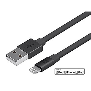 Monoprice Apple MFi Certified Flat Lightning to USB Charge & Sync Cable - 3 Feet - Black | iPhone X, 8, 8 Plus, 7, 7 Plus, 6, 6 Plus, 5S - Cabernet Series