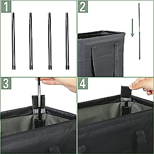 LotFancy 45L Slim Laundry Hamper with Handles, 22’’ Small Thin Laundry Hamper, Narrow Laundry Basket, Foldable Dirty Clothes Corner Bin, Storage Basket for Women Men