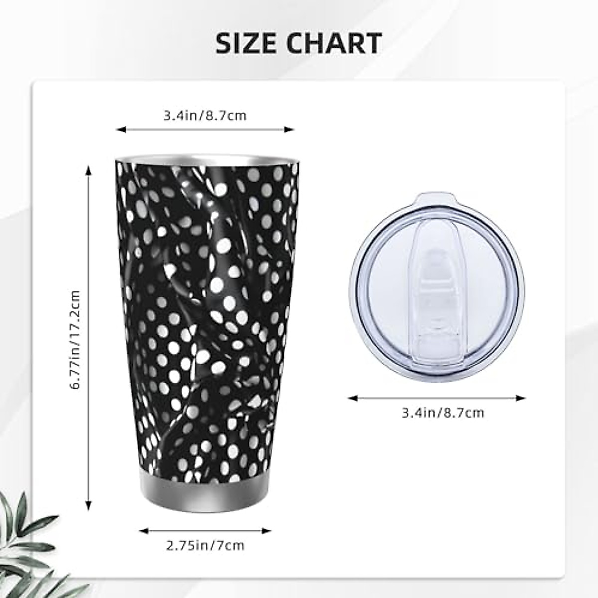 WXZYFP Car cup (single silver rim), can use a straw or drink directly, easy to use.Black and white corrugated dots