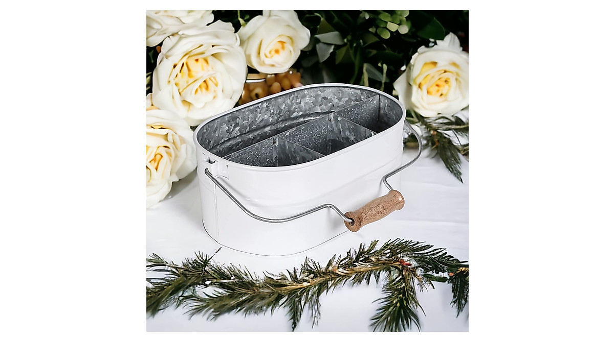 Alpha Living Galvanized Utensil Caddy | Farmhouse Home & Party Organizer
