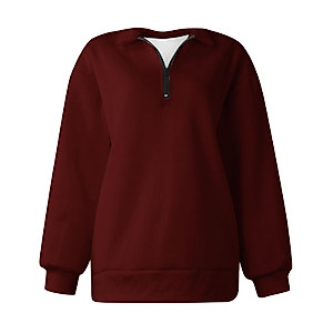 Oversized Zip Up Sweatshirts For Women 2023 Fall Fashion Outfits Casual Quarter Zip Long Sleeve Pullover Hoodies