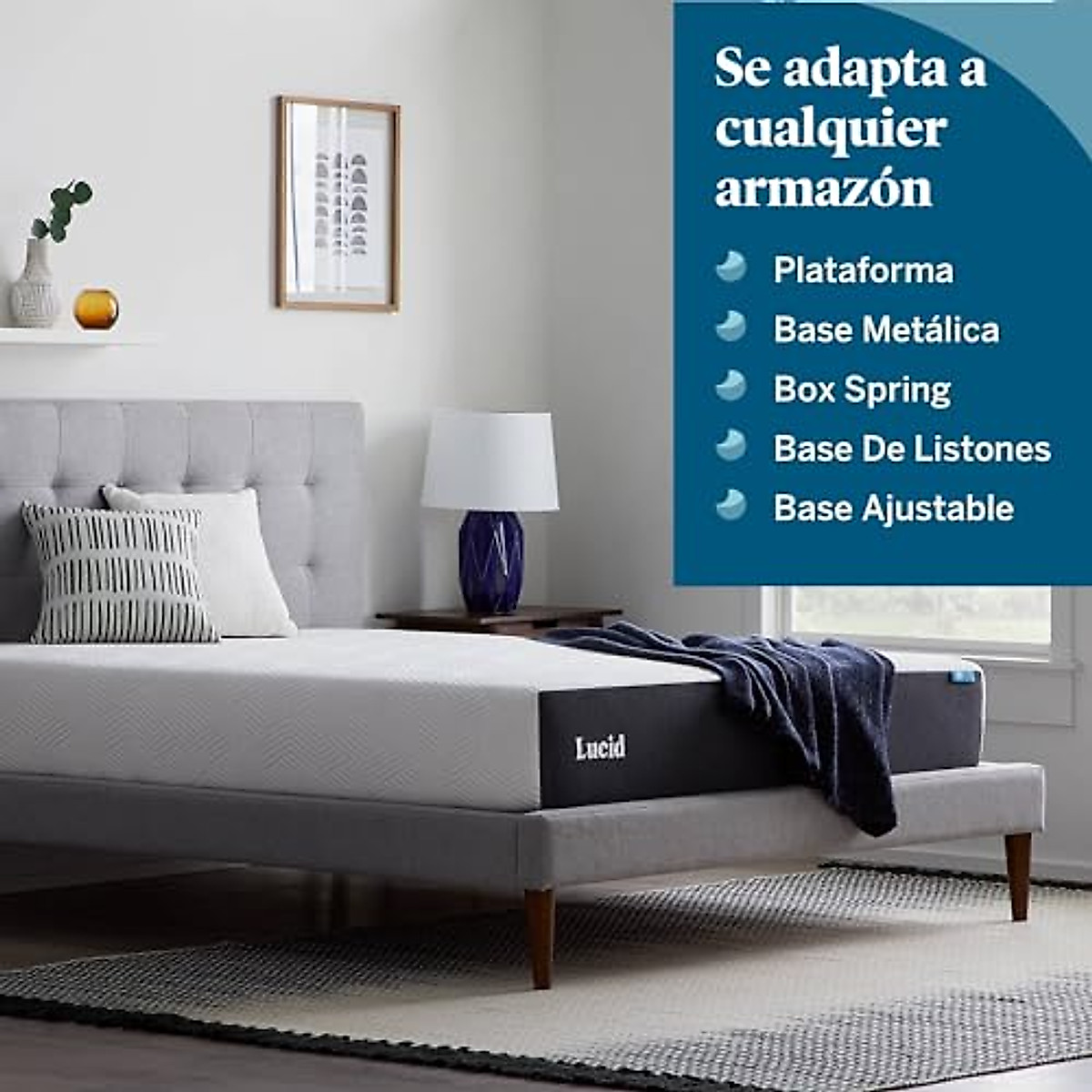 Lucid 10 Inch Memory Foam Plush – Gel Infusion- Hypoallergenic Bamboo Charcoal- King Size Mattress, White