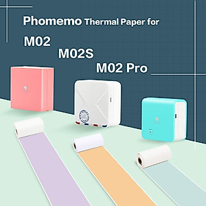 Phomemo M02 Pro Mini Printer- Bluetooth Thermal Photo Printer with 3 Rolls Colorful Sticker Paper, Compatible with iOS + Android for Plan Journal, Study Notes, Art Creation, Work, Gift