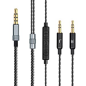 Alitutumao Replacement Audio Cable Aux Cord with Inline Mic Remote Volume Control Compatible with Sol Republic Master Tracks HD V8 V10 V12 MFI X3 Ultra XC Headphones Cable Wire Black