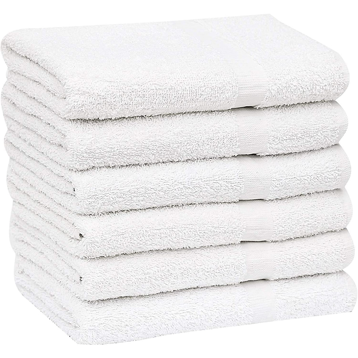 GOLD TEXTILES 12 Pcs New White (20x40 Inches) Cotton Blend Terry Bath Towels Salon/Gym Towels Light Weight Fast Drying