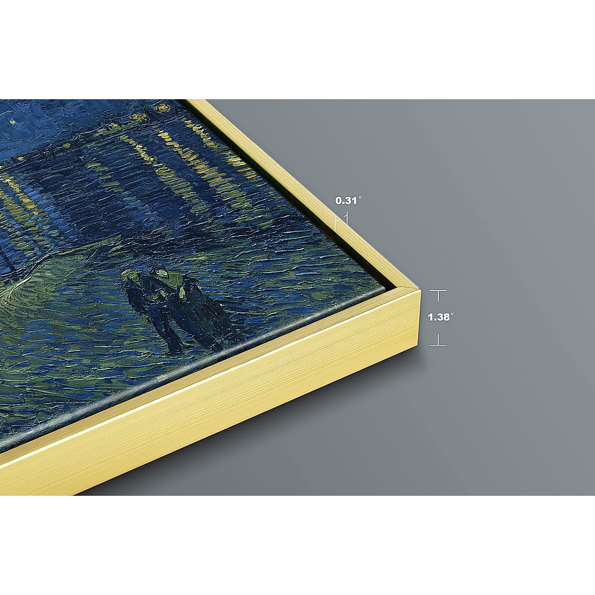 Wieco Art Framed Art Giclee Canvas Prints of Starry Night Over The Rhone Canvas Prints Wall Art by Van Gogh Paintings Reproduction Abstract Framed Artwork for Wall Decor