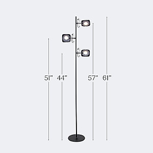 Brightech Tree Floor Lamp for Living Rooms & Offices, Dimmable Standing Lamp for Bedroom Reading, LED Spotlight Floor Lamp, Tall Lamp with Adjustable Panels for Minimal Space Use - Black