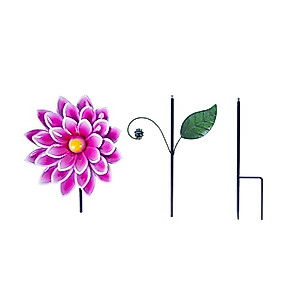 Metal Flower Garden Stake Decor,37" Flower Garden Stake for Outdoor Home Garden Backyard Lawn Pathway Patio Flower Stick Decor,Pink