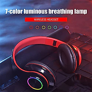 Head-Mounted Bluetooth Headphone, LED Lights Glowing Headphones Earphone Support Wired and Wireless,9D Surround HiFi Stereo Sound, for Video Game,Sports,Driving,Fitness,for iOS