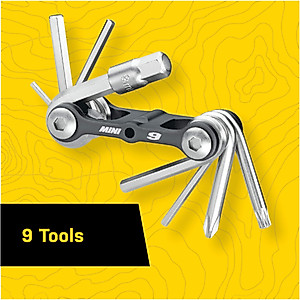 Topeak The Mini 9-Function Bicycle Tool - TT2409 , Black/Silver, L x W x H ﻿﻿﻿﻿6.6 x 3.1 x 2cm / 2.6” x 1.2” x 0.8”