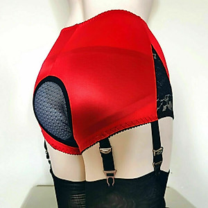 leesuo Women's Sexy Crothless Nylon Lace Garter Belt with 6 Straps Metal Clip for Stockings