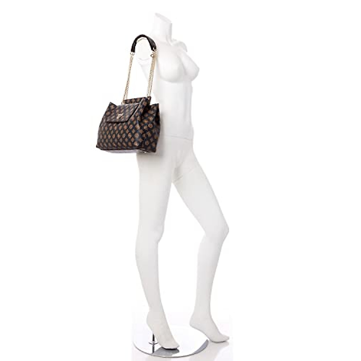 GUESS Logo Satchel Tote Bag Handbag & Wallet Set - Natural/Brown