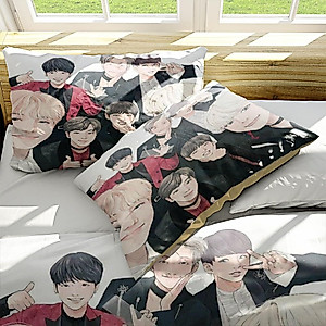 MattUi K-Pop Idol 3D Printed Bedding Set, Kids Youth Duvet Cover Set, Microfiber for Girls and Boys, Comes with 2 Pillowcases (10,Full 79x90in + 20x30in)
