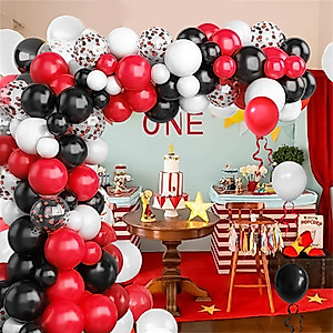 YOYOWY 133 pcs Red Black and White Latex Balloons, Black Red Confetti Balloons Garland Arch Kit for Birthday Baby Shower Party Wedding New Year Decorations