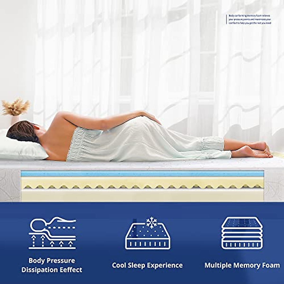 Olee Sleep 7 Inch I-Gel Deluxe Comfort Memory Foam Mattress,Full,Beige,White, CertiPUR-US, Multi-layered foam, Supporting Body Weight,Comfort and Relieve pressure