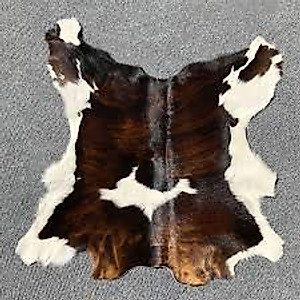Small Tricolor Brazilian Calf Skin Calf Hide Exotic Cowhide Rug Tri Cow Hide Leather Cow Skin Area Rug Hair on - 4 ft X 3 ft Small
