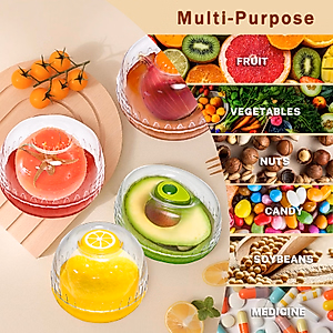 4 Pcs Vegetable and Fruit Storage Containers for Fridge, Refrigerator Vegetable Crisper Makes Food Stays Fresh Longer, BPA Free & Reusable, Ideal Avocado Lemon Tomato and Onion Keeper/Saver/Holder (B)