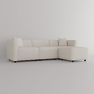 Acanva Modern Small Space Sectional Sofa Set, Linen-Like Fabric Couch, L-Shape - Cream