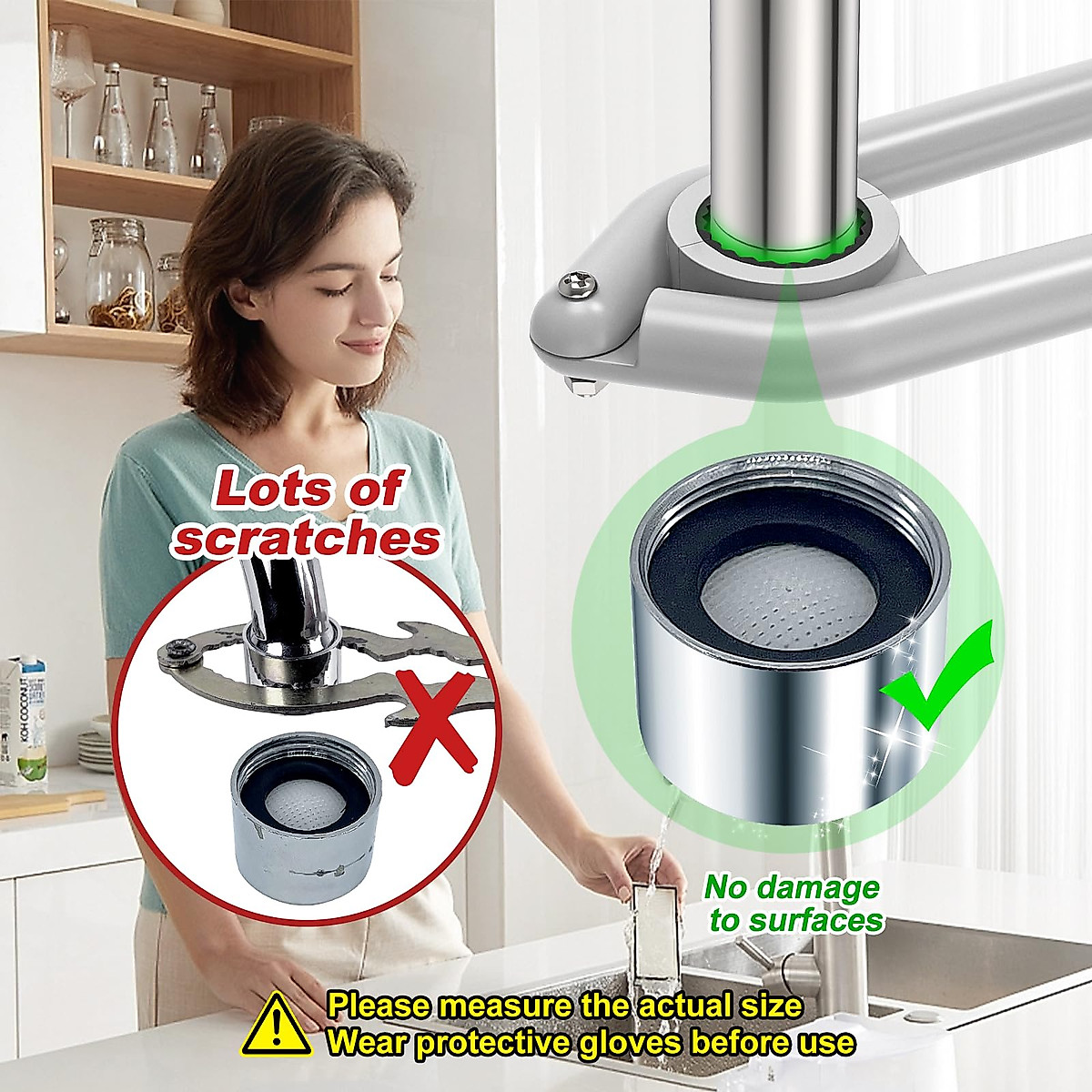 Faucet wrench, Aerator Key, Faucet Aerator removal tool, With Aerator Shell Removal Tool, Replacement Cache Aerators for Sink M 16.5, 18.5, 21.5, 24 mm Tap Aerators Flow Restrictor.