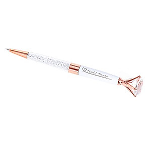 Blissful Bounty Diamond Metal Ballpoint White Pen in Rose Gold with Black Ink | 4 Ink Refills | 6.1 Inches Long
