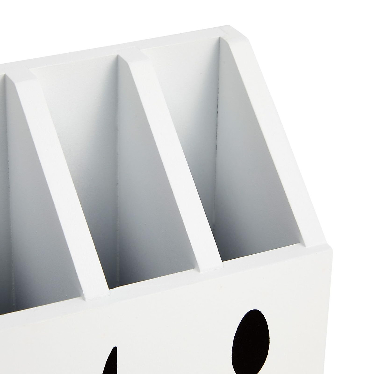 Wooden Utensil Holder, Silverware Caddy for Kitchen (7 x 5.5 x 6.6 In, White)