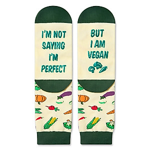 HAPPYPOP Funny Vegan Gifts Ideas for Women Vegetarian Gifts Men, Vegan Socks Vegetable Socks For Her