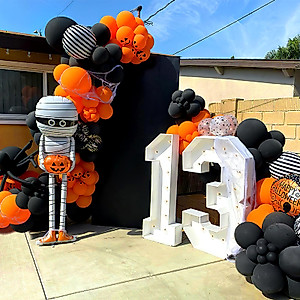 YAOWKY Black Orange Balloon Garland Arch kit,115Pcs 18 12 10 5 Inch Matte Black Orange Latex Balloons for Halloween Celebration Trick or Treat Party Spooky Ghost Party Bar Anniversary Decoration