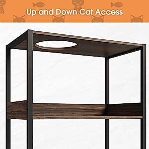 Large Cat Litter Box Enclosure Furniture for Self-Cleaning Cat Litter Box, Wood Cat Washroom Furniture with Shelves, Cat Cabinet for Smart Litter Box Size Less Than 30.7 x 28.3 x 26.0 Inch, Indoor