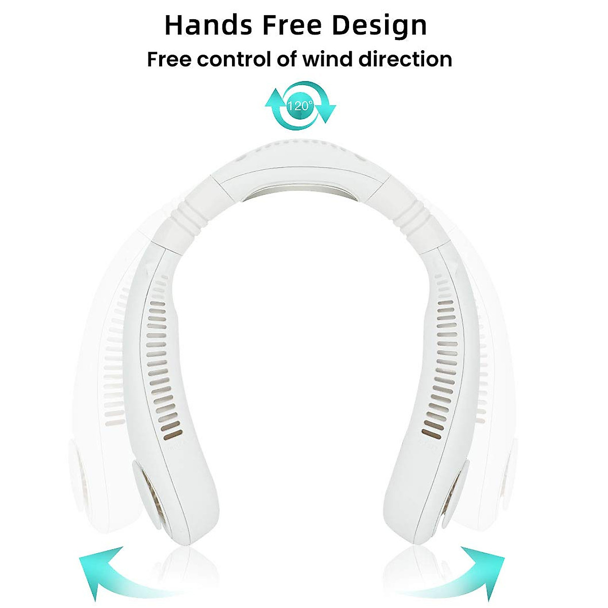 Kapkon Portable Hands Free Bladeless Neck Fan,Wearable Personal Air Conditioner Fan Built-in Refrigerating Chip,4000 mAn Battery Operated Personal Neck Fan, USB Rechargeable