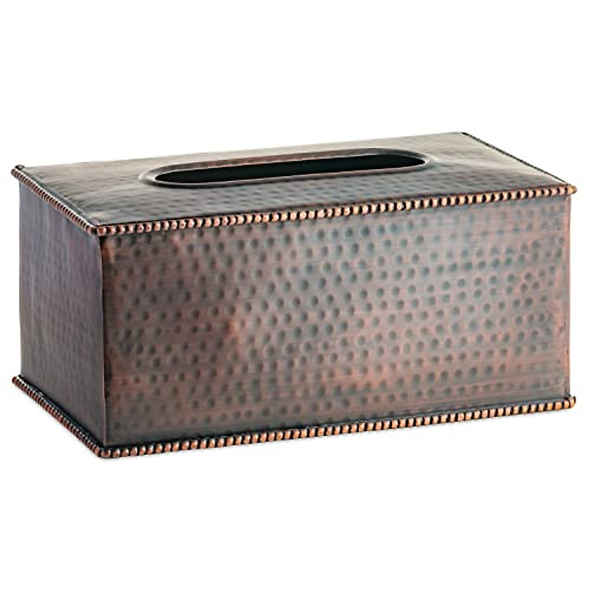 Heavyweight Tissue Box Holder, Luxury Hammered Oil Rubbed Bronze, Rectangular Size