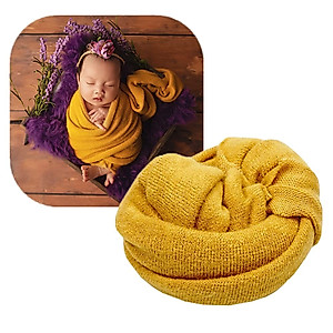 Coberllus Newborn Photography Props Outfits, Baby Photo Props Boys Girls Wrap Soft Knit Potato Blanket (Ginger Yellow)