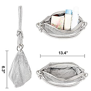 Rhinestones shoulder bag for Women, Rhinestones Hobo Bag, Luxury Sparkly Crystal Diamond Silver Clutch Purses for Party Club Wedding