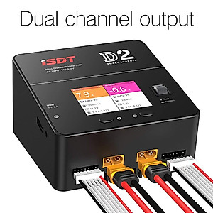 ISDT D2 Mark 2 LiPo Battery Balance Charger Duo Discharger Dual 200W 12A2 AC Dual Channel Output 1-6S Li-ion Life NiCd NiMH LiHV PB Smart Battery