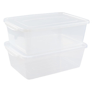 Utiao 16 Quart Clear Latching Bin with Lid, 2 Pack Multiuse Plastic Container Box