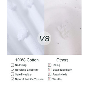 YINFUNG Tufted Duvet Cover White Queen Boho Textured Dot Stripe Moroccan Clipped Cute 100 Cotton Minimalist Bohemian Quilt Cover Bedding Set 90x90 Embroidered