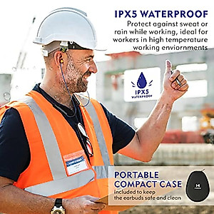 MIPEACE Bluetooth earplug Headphones, Neckband Wireless Earbuds earplugs-29db Noise Reduction isolating in-Ear earplug Earphones with mic and Controls,IPX5 sweatproof,19+Hour Battery for Work Safety