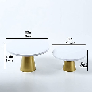 XENITE Dessert Set of 2 Round Cake Stands for Dessert Table Wood Cupcake Stand W/Metal Round Pedestal Holder Dessert Display Plate Serving Tray for Party Fruit Plate