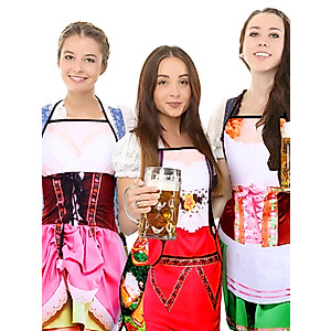 4 Pcs Oktoberfest Apron Oktoberfest Costumes Women German Dirndl Aprons Female Oktoberfest Outfit Waitress Novelty Dresses Oktoberfest Party Decorations for Kitchen Outdoor Cooking BBQ Party Supplies