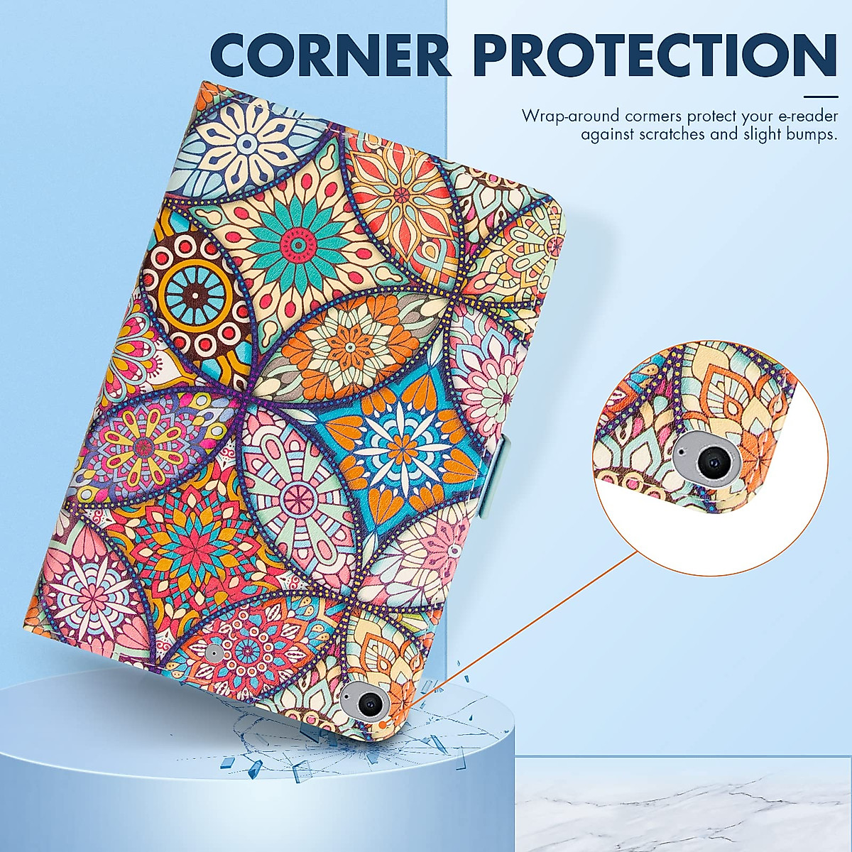 Dteck Case for iPad Mini 5/4/3/2/1 7.9" - Smart Folio Leather Case with [Auto Sleep Wake/Adjustable Viewing Stand Angle] Shockproof Protective Cover for iPad Mini 5th/4th Generation (Stained Glass)