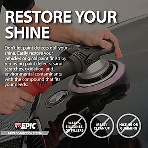Malco Epic Paint Correction System Kit – Save Time with The Malco 2-in-1 Automotive Polish and Compound Kit/Works with All Dual Action and Orbital Polishers for a Professional Shine (800213)