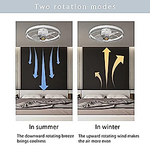 Ceiling Fans with Lights,20"White Modern Bladeless Ceiling Fans with Remote Control,Low Profile 3-Color Smart Ceiling Fan,Flush Mount Ceiling Fan 6-Wind Speed for Indoor/Kids Room/Bedroom/Living Room