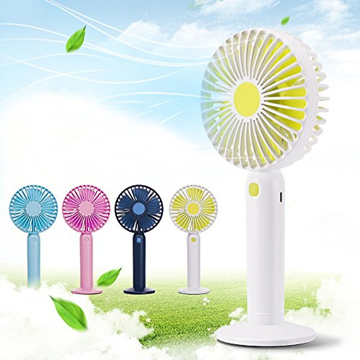 Swiss Crafts SWISSCRAFTS Portable Mini Handheld Fan, USB Rechargeable Personal Fan with Base, 3 Step Speed, 5 Blades, High Compatibility Mini Fan for Office, Outdoor, Camping, Beach(2 Set, Pink)