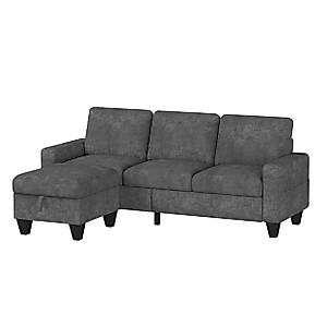 Youmumeub Sectional Sofa, L Shaped Couches for Living Room with Movable Ottoman Small Snowflake Sofas Modular Furniture Set for Apartment Small Space Loft